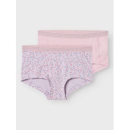 name it M&auml;dchen Boxershorts "NKFHIPSTER 2P PASTEL LILAC DOT NOOS", Gr. 146, lila, Jersey, Obermaterial: 95% Baumwolle, 5% Elasthan, bedruckt,