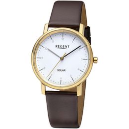 Regent Uhren REGENT Damen Solaruhr, gold, Armbanduhren, Armbanduhr, Damenuhr, Lederarmband, analog
