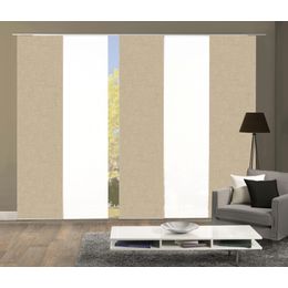 Schiebegardine Home Wohnideen, B:60cm H:245cm, beige, Polyester, Wohnzimmer, Gardinen, "PIVE 5er SET", Schiebevorhang Digidruck 5er Set PIVE