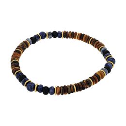Amor Herren Armband, 21cm, Edelstahl, bunt, Edelstahl, Armb&auml;nder, mit Lapislazuli, Tigerauge