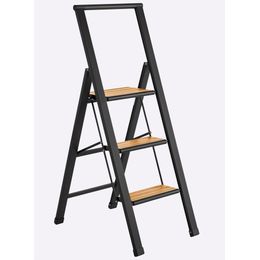 Trittleiter HEINE HOME, B:44cm H:119cmschwarz, braun, Aluminium, Leitern