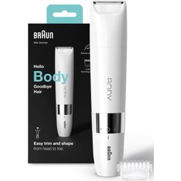 Braun Elektrokörperrasierer "Mini Body-& Bikini-Trimmer BS1000", weiß, B:2,8cm H:13,5cm T:2,8cm, Elektrorasierer, Mini-Größe für unterwegs