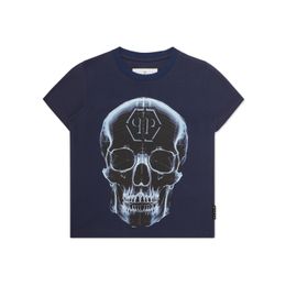 Philipp Plein Jungen T-Shirt "Skull"14, dunkelblau, Gr. 6, Obermaterial: 100% Baumwolle, Shirts