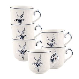 Villeroy & Boch VILLEROY & BOCH Tasse "Kaffeetassen Vieux Luxembourg 120 ml 6er Set weiß-blau", weiß, Trinkgefäße