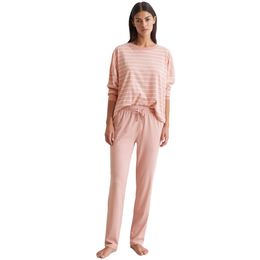 Marc O'Polo MARC O'POLO Damen Pyjama "Mix & Match Cotton-Woven", Gr. XS, rosa, Jersey, Obermaterial: 100% Baumwolle, geringelt, gestreift, unifarben,