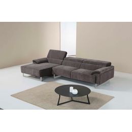 Ecksofa Egoitaliano, B:287cm H:94cm T:165cm, grau, Luxus-Micofaser Lederoptik (100% Polyester) ist ein neues technisches Gewebe mit einem visuellen