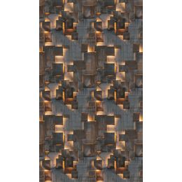 Livingwalls LIVING WALLS Vliestapete "Fototapete 3D-W&uuml;rfel Betonoptik Rost erweiterbar", B/L: 2,8m x 1,59m, Rollen: 1, braun, Wohnzimmer, Tapeten