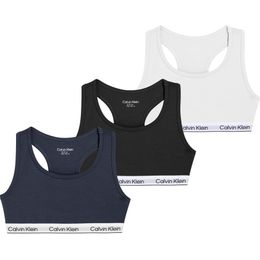 Damen Bralette "3PK BRALETTE", Calvin Klein Underwear, Gr. 152, bunt, Jersey, Obermaterial: 95% Baumwolle, 5% Elasthan, Basic, BHs, mit Logobund