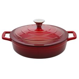 ELO Servierpfanne "Kirschrot Gusseisen Pfanne 28 cm", &Oslash; 28cm + H&ouml;he 9,5cm, rot, Pfannen, Deckel mit Rillen f&uuml;r zarte Gerichte