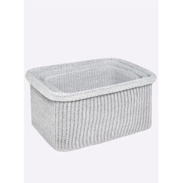 Aufbewahrungsbox HEINE HOME, B:32cm H:20cm T:43cmsilbergrau, Kunststoff, Metall, Polyester, Kinderzimmer, Aufbewahrungsboxen