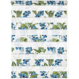 Doppelrollo, B:45cm H:150cm, blau, LICHTBLICK ORIGINAL, Polyester, Rollos, "Duo Rollo Motiv Heidelbeere", bedruckt
