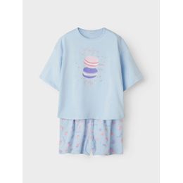 name it Kinder Shorty "NKFNIGHTSET BOXY MACARON NOOS", Gr. 86nantucket breeze (blank), Jersey, Obermaterial: 95% Baumwolle, 5% Elasthan, bedruckt,