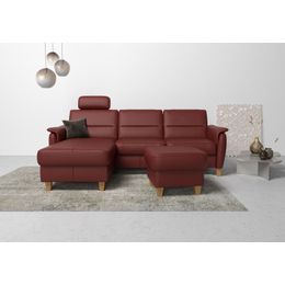 Ecksofa Home Affaire, B:244cm H:89cm T:163cm, rot, Luxus-Microfaser (100% Polyester);Struktur (100% Polyester);Luxus-Microfaser in Lederoptik (100%