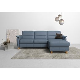 Ecksofa Home Affaire, B:244cm H:89cm T:163cm, blau, Luxus-Microfaser (100% Polyester);Struktur (100% Polyester);Luxus-Microfaser in Lederoptik (100%