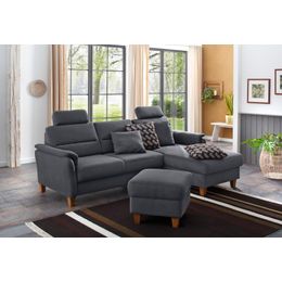 Ecksofa Home Affaire, B:244cm H:89cm T:163cm, grau, 100% Polyester;Struktur (100% Polyester);Luxus-Microfaser in Lederoptik (100% Polyester),