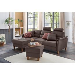 Ecksofa Home Affaire, B:244cm H:89cm T:163cm, braun, 100% Polyester;Struktur (100% Polyester);Luxus-Microfaser in Lederoptik (100% Polyester),