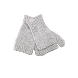 Chillouts Damen Strickhandschuhe "Nadine Glove", grau, meliert, unifarben, Feinstrick, Materialmix, Handschuhe, mit Knopfverschlusssystem