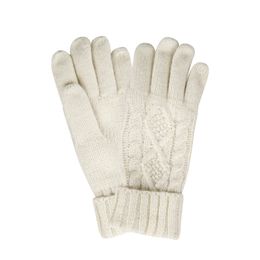 Damen Strickhandschuhe, wei&szlig;, Capelli New York, Zopfmuster, unifarben, Strick, Materialmix, Handschuhe, elegantes Zopfstrickmuster, Umschlag am