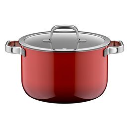 WMF Kochtopf "Fusiontec Mineral Pro", 6,4 l + &Oslash; 24cm + H&ouml;he 21cm, rot, T&ouml;pfe, kratzfeste Oberfl&auml;che, w&auml;rmereduzierende Hohlgriffe, Made in Germany