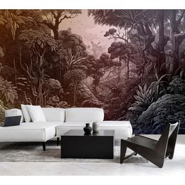 Livingwalls LIVING WALLS Vliestapete "Dschungel-Tapete Schwarz Grau mit Farbverlauf", B/L: 2,7mm x 4mm, Rollen:beige, Wohnzimmer, Tapeten