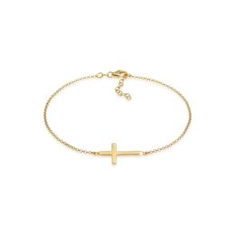 Elli Damen Fu&szlig;kette "Kreuz Religion Glaube Filigran Trend 925 Silber", 22cm, Silber 925 (Sterlingsilber)gold, Silber 925 (Sterlingsilber), Fu&szlig;ketten