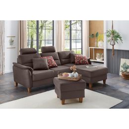 Ecksofa Home Affaire, B:244cm H:89cm T:163cm, braun, 100% Polyester;Struktur (100% Polyester);Luxus-Microfaser in Lederoptik (100% Polyester),