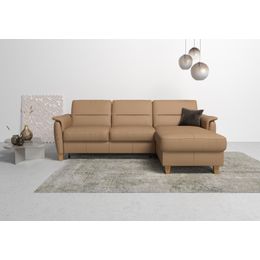 Ecksofa Home Affaire, B:244cm H:89cm T:163cm, braun, Luxus-Microfaser (100% Polyester);Struktur (100% Polyester);Luxus-Microfaser in Lederoptik (100%