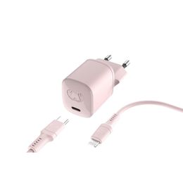 FRESH ́N REBEL Schnelllade-Gerät "USB-C Mini Charger PD 20W, Apple Lightning-Kabel 2 m", B:3,57cm H:3,4cm T:7,42cm, rosa, Ladegeräte