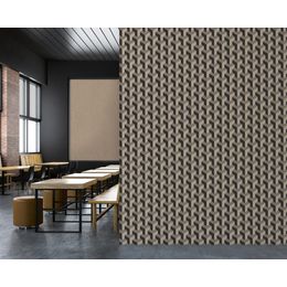 Livingwalls LIVING WALLS Vliestapete "3D-Tapete W&uuml;rfelmuster - Geometrische Vliestapete", B/L: 0,53mm x 10,5mm, Rollen:schwarz, Wohnzimmer, Tapeten
