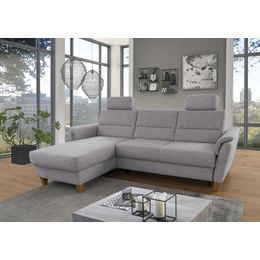Ecksofa Home Affaire, B:244cm H:89cm T:163cm, silber, 100% Polyester;Struktur (100% Polyester);Luxus-Microfaser in Lederoptik (100% Polyester),