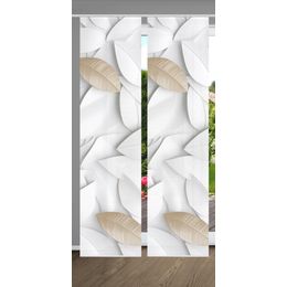 Schiebegardine HOME IN GREEN, B:60cm H:245cm, beige, Polyester, Wohnzimmer, Gardinen, "LISON", SET DIGITALDRUCK,BAMBUSOPTIK RECYCELT