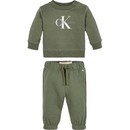 Jungen Shirt & Hose "MONOGRAM CN SWEATSHIRT SET", gr&uuml;n, Gr. 74, Calvin Klein Jeans, unifarben, Jersey, Obermaterial: 95% Baumwolle, 5% Elasthan, KOB