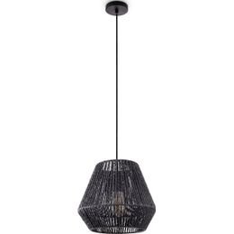 Paco Home Pendelleuchte "Hugo Diego", Ø 32cm H: 28cm, schwarz, Esszimmer, Leuchten, Wohnzimmer Esszimmer Rattan Optik Boho Lampenschirm Papier