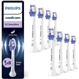 Herren Aufsteckbürsten "S Sensitive", 8 Stk., transparent, PHILIPS SONICARE, Zahnbürstenköpfe, für empfindliche Zähne und Zahnfleisch, für jedes
