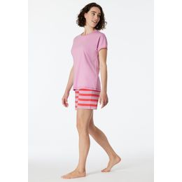 Schiesser Damen Shorty "Casual Essentials", Gr. 36, rosa, Single Jersey, Obermaterial: 100% Baumwolle, gestreift, unifarben, Homewear-Sets, mit