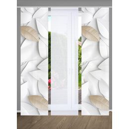 Schiebegardine HOME IN GREEN, B:60cm H:245cm, beige, Polyester, Wohnzimmer, Gardinen, "LISON", SET DIGITALDRUCK,BAMBUSOPTIK RECYCELT