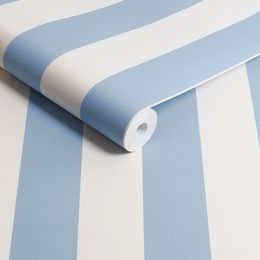 Cath Kidston Vliestapete "Canopy Stripe", B/L: 0,52m x 10m, Rollen: 1blau, Wohnzimmer, Tapeten, 10mx52cm (ca. 5m2)