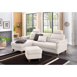 Ecksofa Home Affaire, B:244cm H:89cm T:163cm, beige, 100% Polyester;Struktur (100% Polyester);Luxus-Microfaser in Lederoptik (100% Polyester),