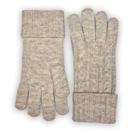 Damen Strickhandschuhebeige, Capelli New York, unifarben, Strick, Materialmix, Handschuhe, mit Zopfstrickmuster, Feinstrick, breiter Umschlag, w&auml;rmend