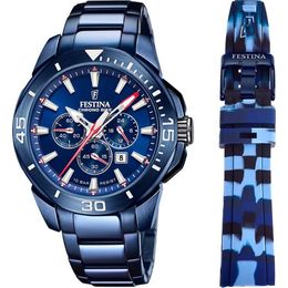 Festina Herren Chronograph "Chrono Bike - Special Edition", blau, Armbanduhren, Armbanduhr, Quarzuhr, Herrenuhr, Stoppfunktion, ideal als Geschenk