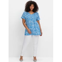 sheego Damen T-Shirt "T-Shirt"kobalt, gemustert, Gr. 40, gemustert, 60% Baumwolle, 40% Polyester, Shirts