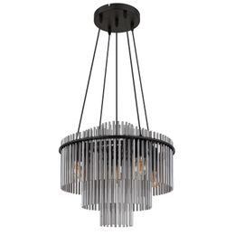 Globo LIGHTING Pendelleuchte "GORLEY", 5, Ø 50cm H: 120cm, 1 Stk., schwarz, Esszimmer, Leuchten, Design Glasstäbe, Deckenlampe, Wohnzimmer,