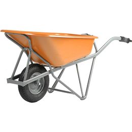 Matador Profi-Max Plus Schubkarre, aus Stahl, 90 l, HDPE-Mulde orange, Luftreifen 4-lagig, ab 6 Stk