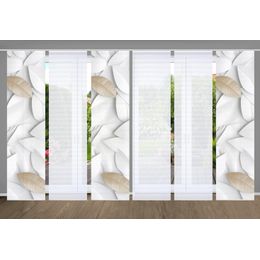 Schiebegardine HOME IN GREEN, B:60cm H:245cm, beige, Polyester, Wohnzimmer, Gardinen, "LISON", SET DIGITALDRUCK,BAMBUSOPTIK RECYCELT