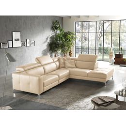 Ecksofa Egoitaliano, B:285cm H:100cm T:221cm, beige, Leder &raquo;BULL&laquo; (echtes Rindsleder). Geschliffenes, pigmentiertes und behandeltes Rindsleder mit