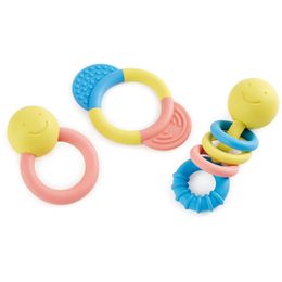 HAPE Baby Greifling "Rassel- und Beißring-Set", bunt, Kunststoff, Greifspielzeug