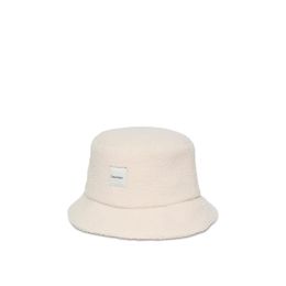 Calvin Klein Damen Fischerhut "BOUCLE w PATCH BUCKET"birch sherpa, unifarben, Pl&uuml;sch, Kunstfaser, H&uuml;te, Perfekt f&uuml;r den Alltag