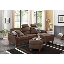 Ecksofa Home Affaire, B:244cm H:89cm T:163cm, braun, 100% Polyester;Struktur (100% Polyester);Luxus-Microfaser in Lederoptik (100% Polyester),