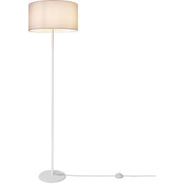 Paco Home Stehlampe "LUCA CANVAS UNI COLOR", Ø 38cm H: 144cm, weiß, Wohnzimmer, Leuchten, Lampenschirm Stoff Wohnzimmer Leselampe Büro E27 Stehlampe