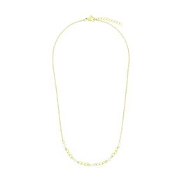 Amor Damen Kette ohne Anh&auml;nger "Herzchen", Edelstahl Perlen, L: 45 B: 1,3mmgelbgoldfarben, wei&szlig;, Edelstahl, Perlen, B:1,3mm, Halsketten, mit Glasperle